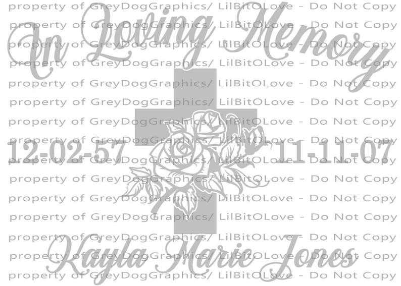 In Loving Memory Cross and Roses Christian Vinyl Decal Name Dates ...