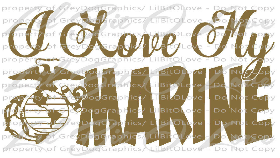 I Love My Marine Vinyl Decal With EGA USMC Mom Girlfriend Wife | Etsy