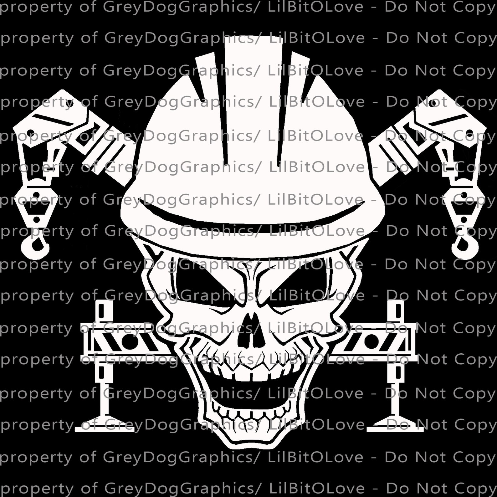 Crane Skull Construction Vinyl Decal Sticker Crane Operator Worker Site ...