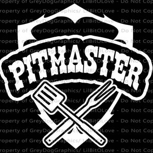 Pitmaster BBQ Shield Barbecue Vinyl Decal Grilling Smoker Spatula Fork ...
