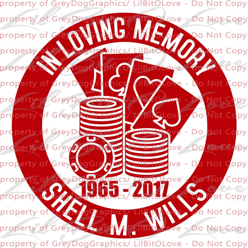 In Loving Memory Poker Hands Card Chips Vinyl Decal Name Years Custom ...