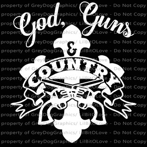 God Guns Country Vinyl Decal With Cross & Pistols Sticker Christian - Etsy