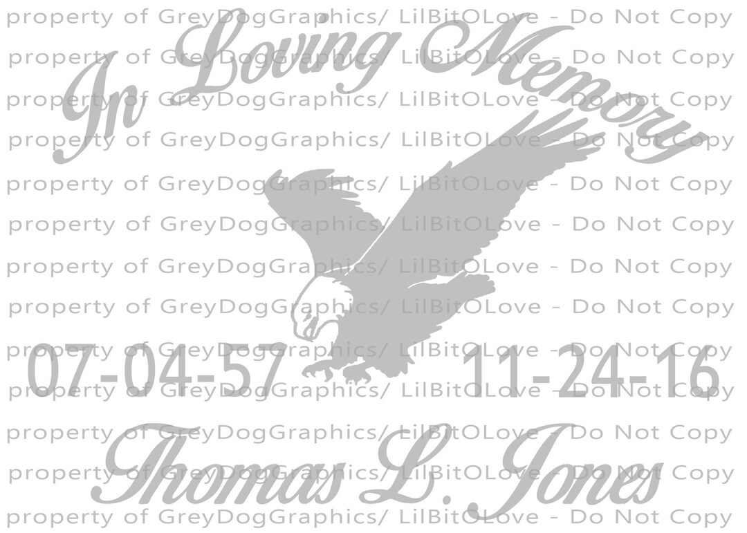 In Memory Military Field Eagle Vinyl Decal Sticker - Personalize With ...