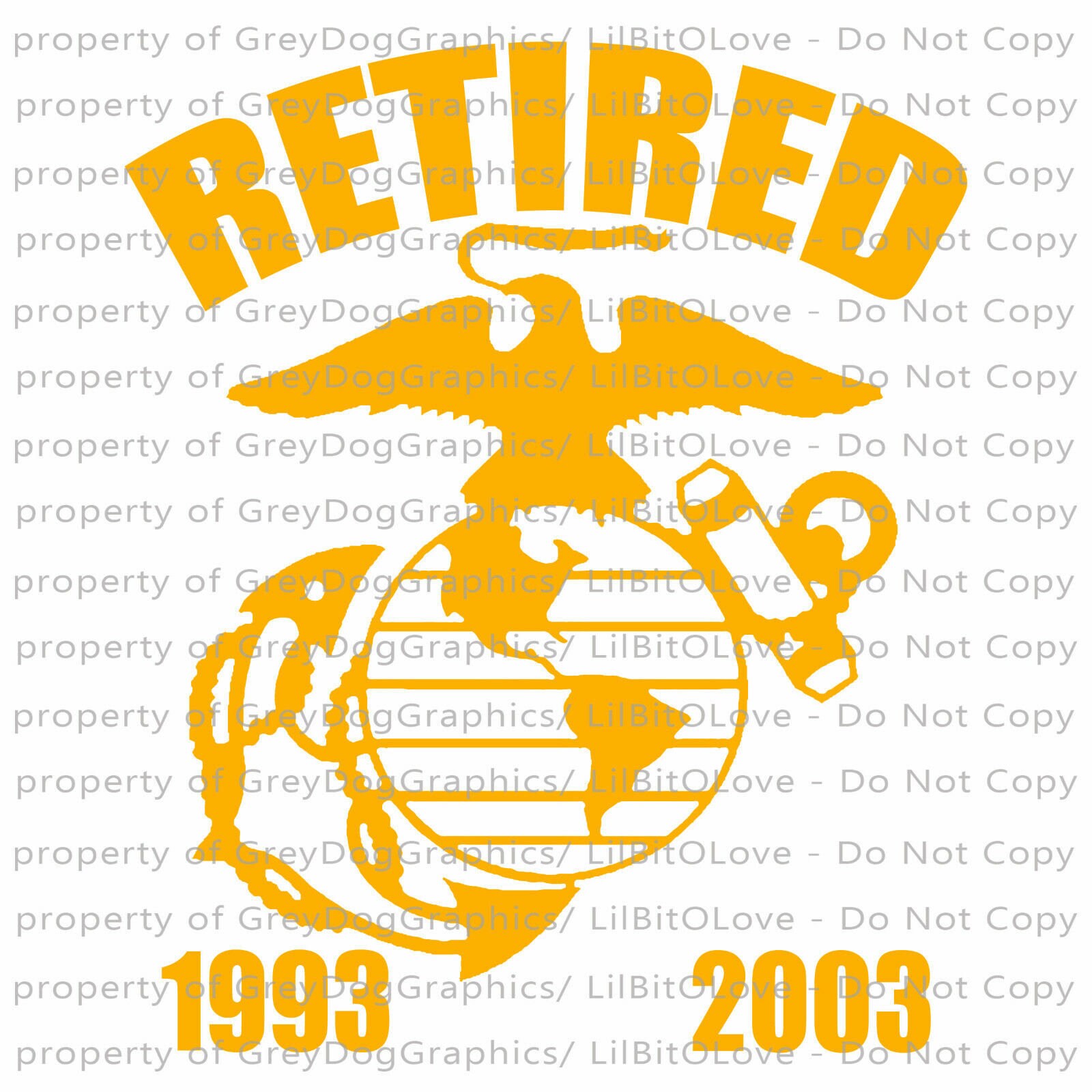Retired USMC Marine Vinyl Decal Sticker With EGA & Service Years Custom ...