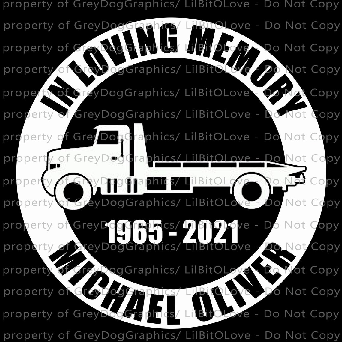 In Memory Flat Bed Tow Truck Vinyl Decal Sticker - Personalize With ...