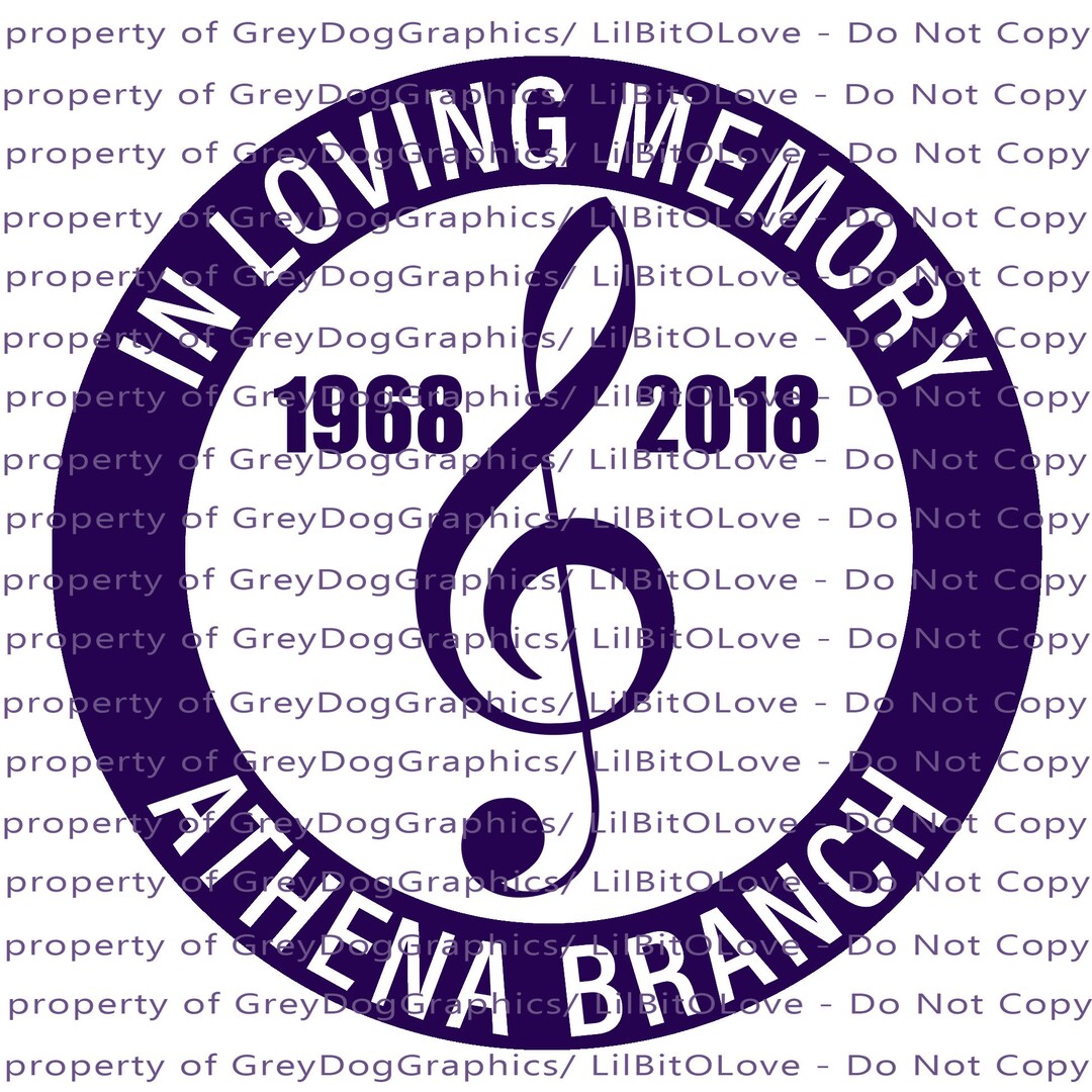 In Loving Memory G Clef Music Note Vinyl Decal Name Years Custom ...