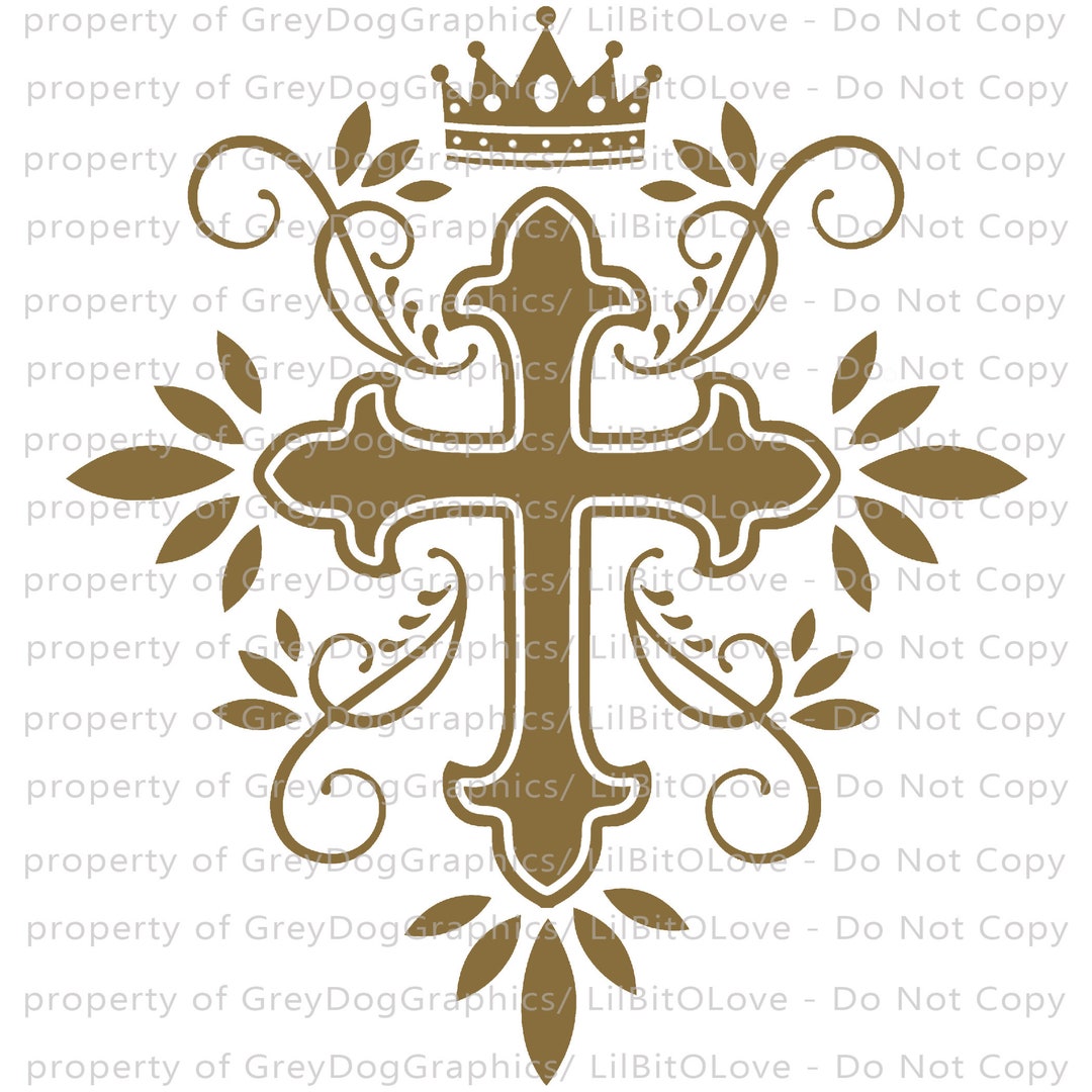 Filigree Cross Vinyl Decal With Cross and Crown Sticker Christian - Etsy
