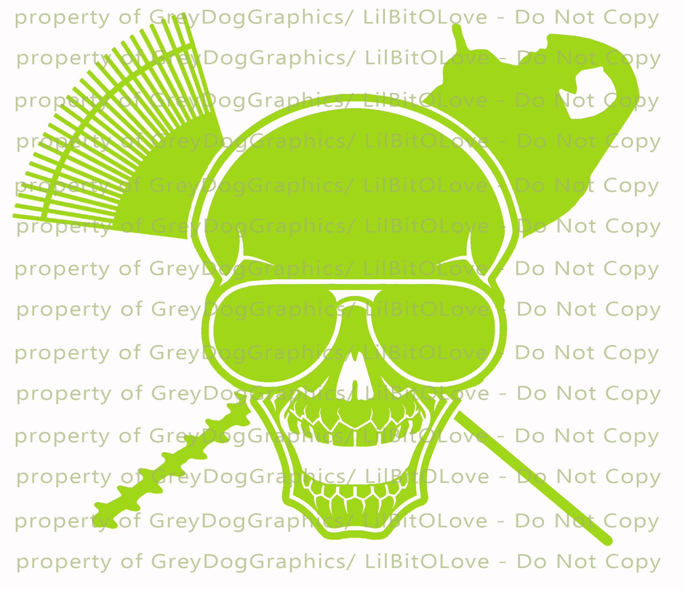 Landscape Skull Vinyl Decal Rake With Sunglasses Hedger | Etsy