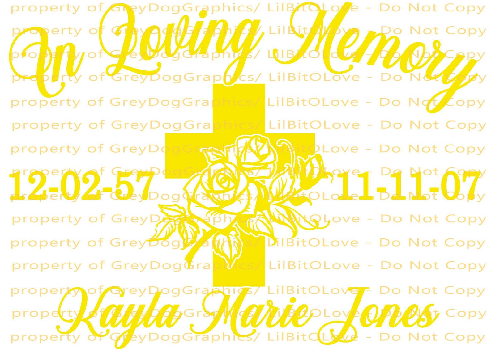 In Loving Memory Cross and Roses Christian Vinyl Decal Name - Etsy