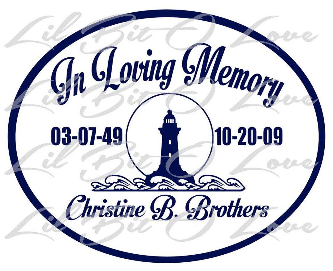 In Loving Memory Lighthouse and Waves Vinyl Decal Ocean Sticker Sea ...