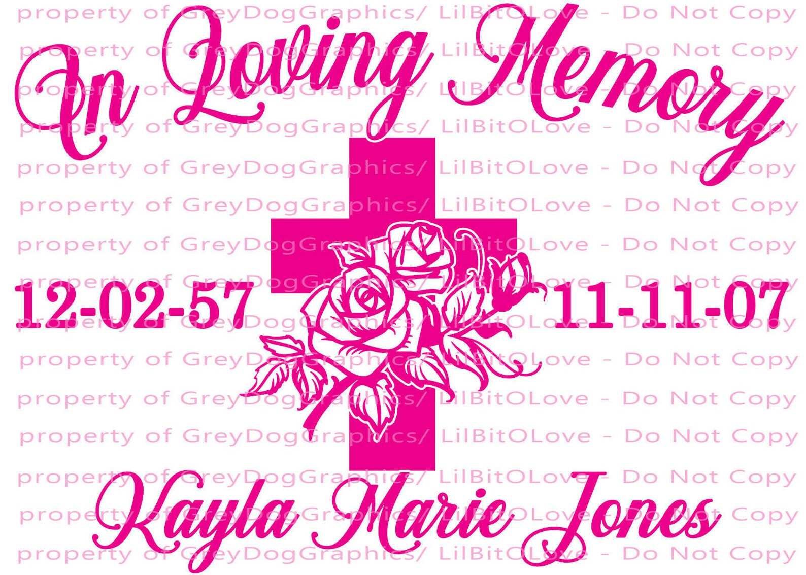 In Loving Memory Cross and Roses Christian Vinyl Decal Name | Etsy