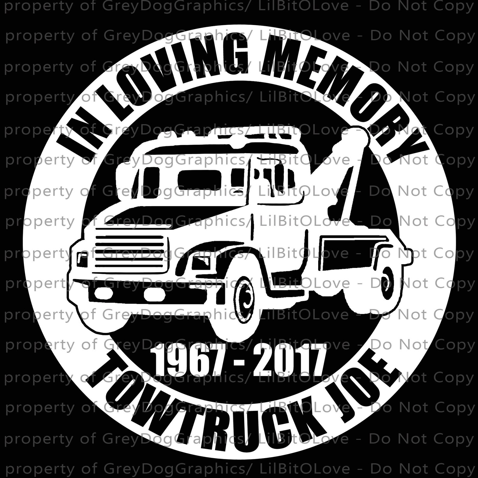 In Memory Tow Truck Vinyl Decal Sticker Personalize With Name and Years ...