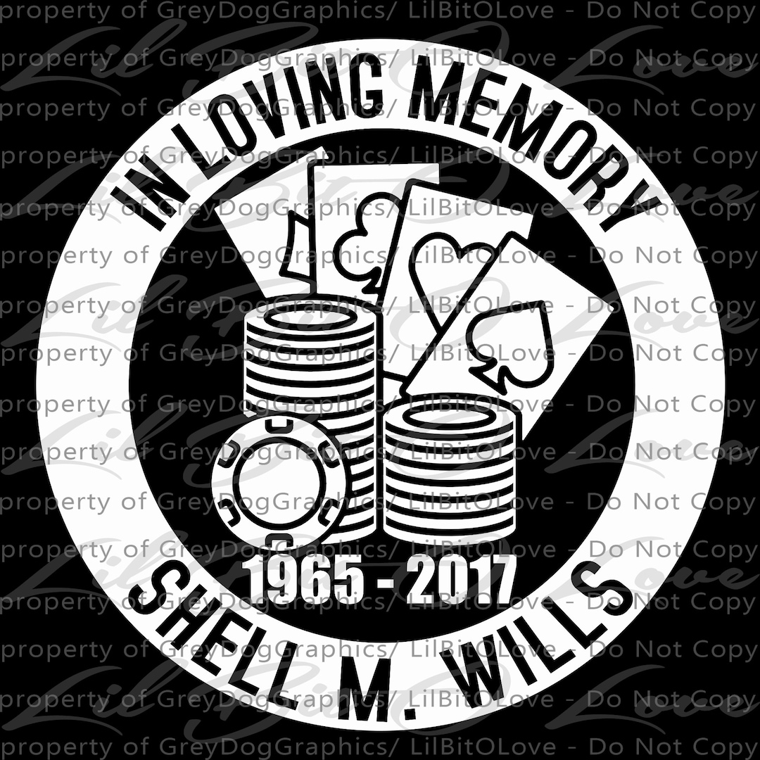 In Loving Memory Poker Hands Card Chips Vinyl Decal Name Years Custom ...