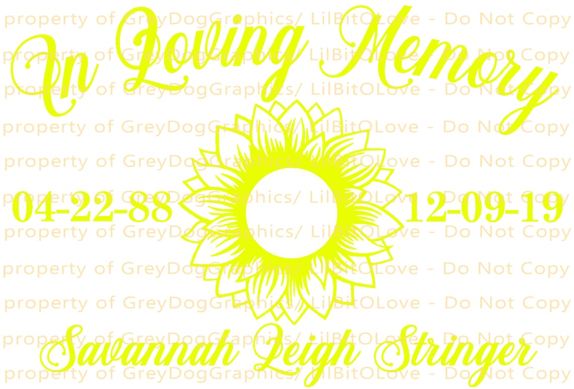 In Loving Memory Sunflower Vinyl Decal Name Dates Custom Personalized ...
