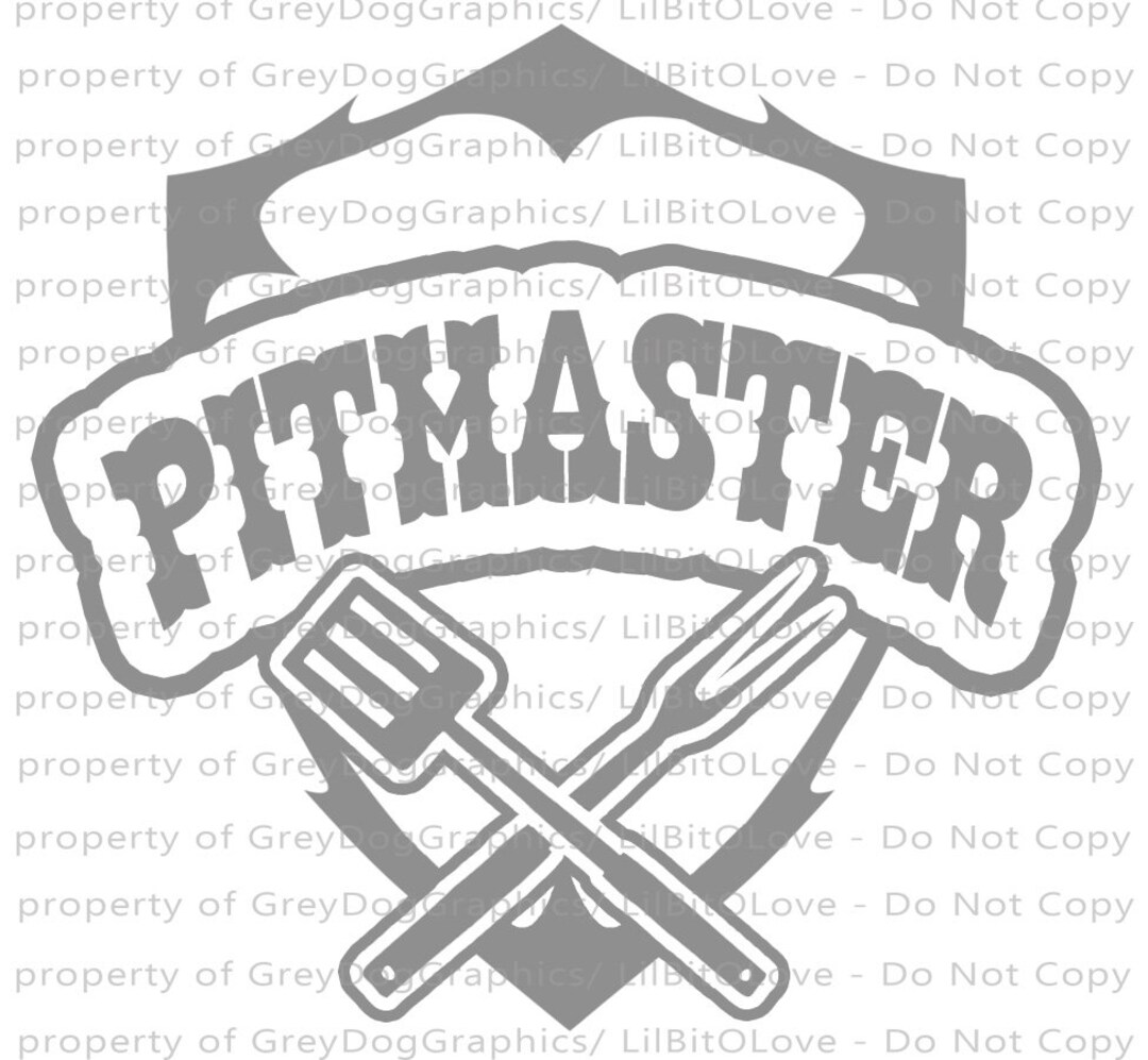 Pitmaster BBQ Shield Barbecue Vinyl Decal Grilling Smoker Spatula Fork ...