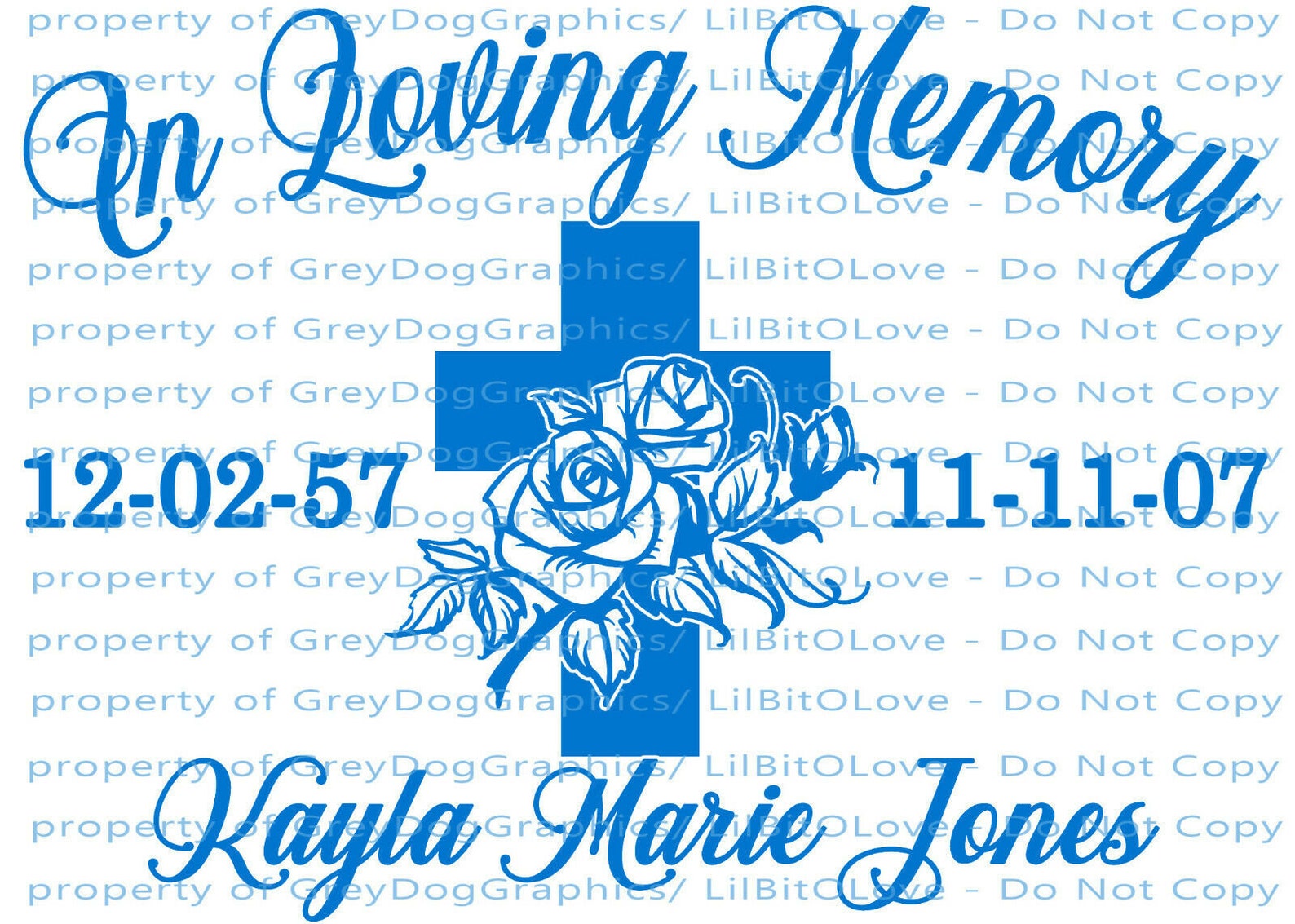 In Loving Memory Cross and Roses Christian Vinyl Decal Name Dates ...