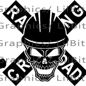 Railroad Rail Life Decal Skull Grunge Font With Hardhat Sticker Vinyl ...