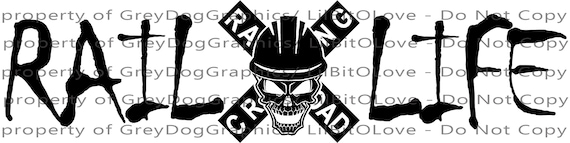 Railroad Rail Life Decal Skull Grunge Font With Hardhat - Etsy