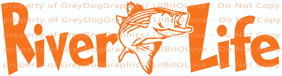 River Life Striped Bass in the Center Vinyl Decal Striper Fish Fishing ...