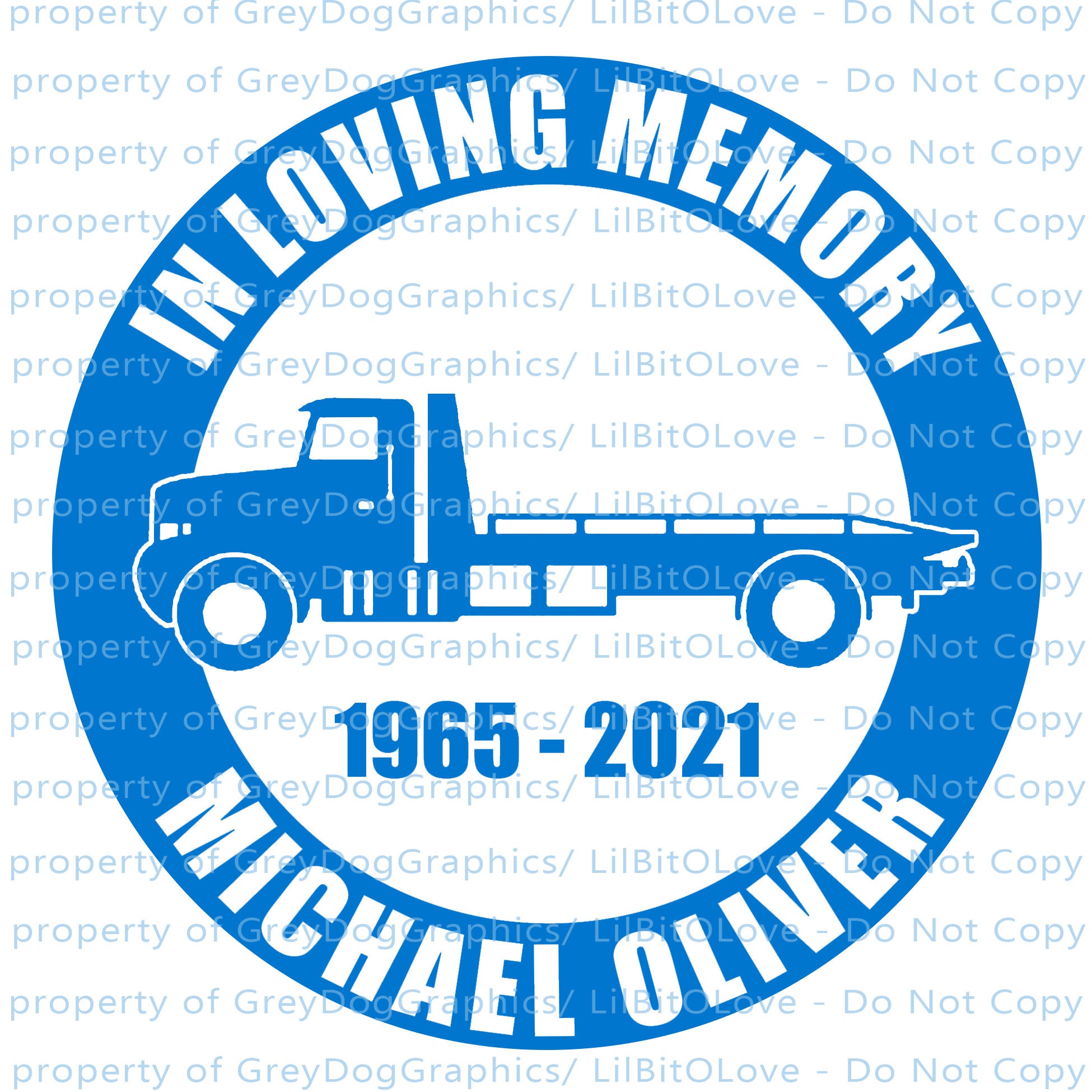 In Memory Flat Bed Tow Truck Vinyl Decal Sticker - Personalize With ...