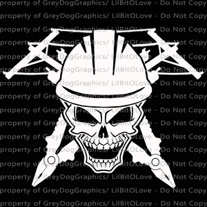 Lineman Skull Vinyl Decal Power Lines Electrician Electric Vinyl Decal ...
