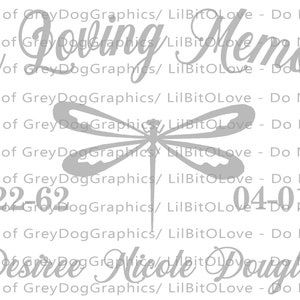 In Loving Memory Dragonfly Vinyl Decal Name Dates Custom Personalized ...