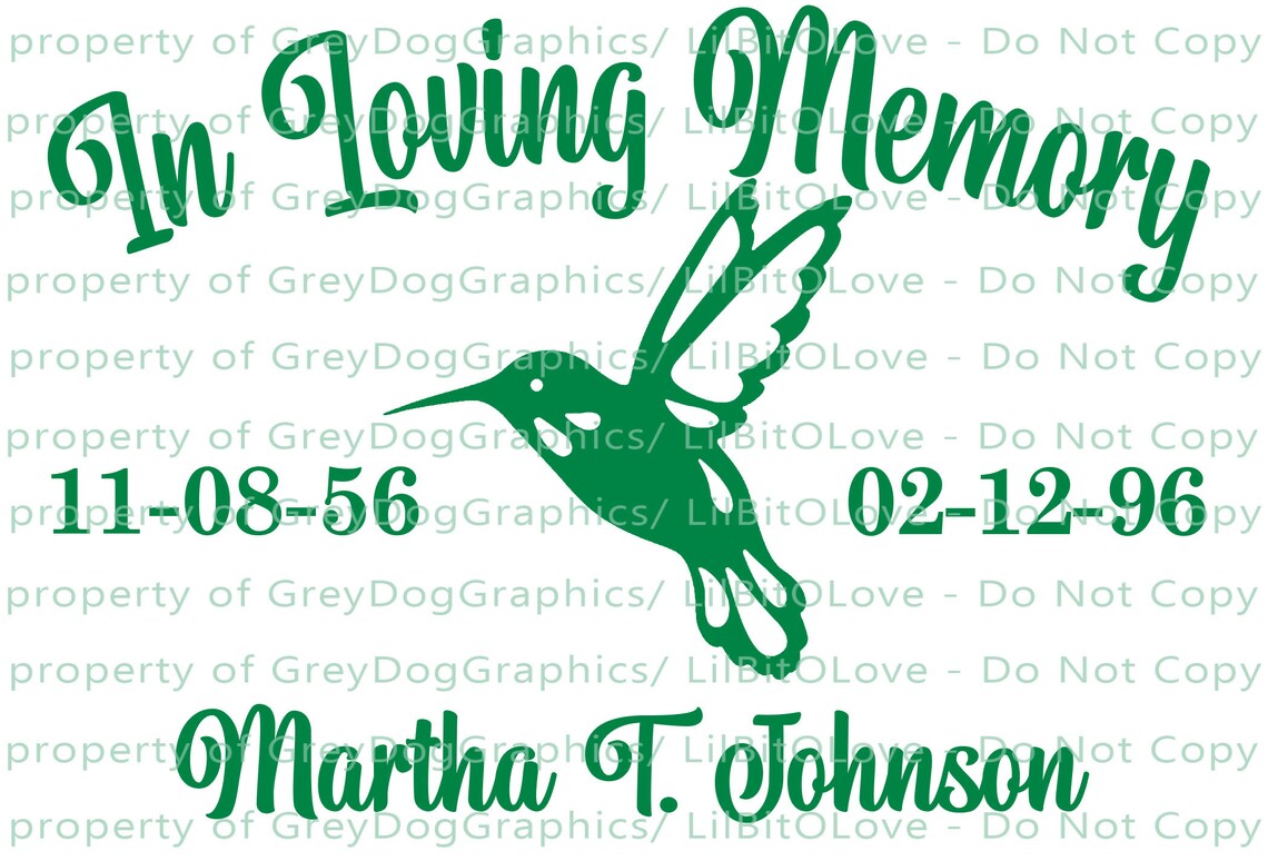 Custom Personalized in Memory Hummingbird Name and Dates Vinyl | Etsy