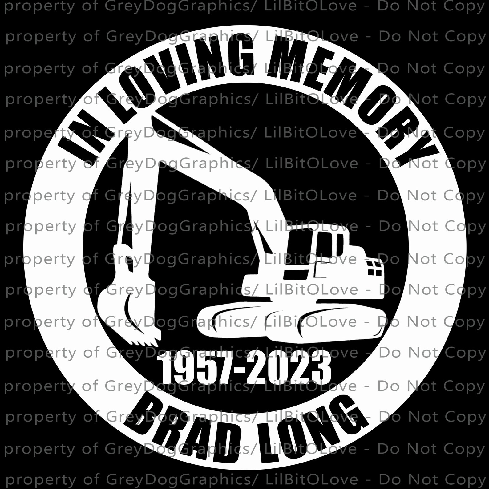 In Memory Excavator Vinyl Decal Excavating Excavation Sticker ...