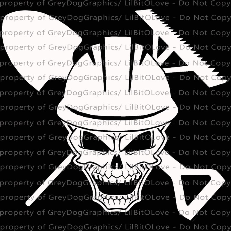 Asphalt Skull Design B Vinyl Decal Shovel & Lute Rake Road Sticker ...