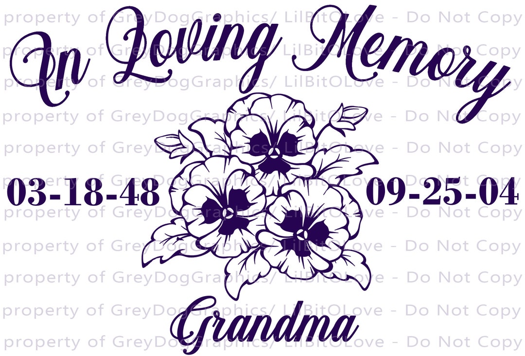 In Loving Memory Pansy Vinyl Decal Name Dates Custom Personalized ...