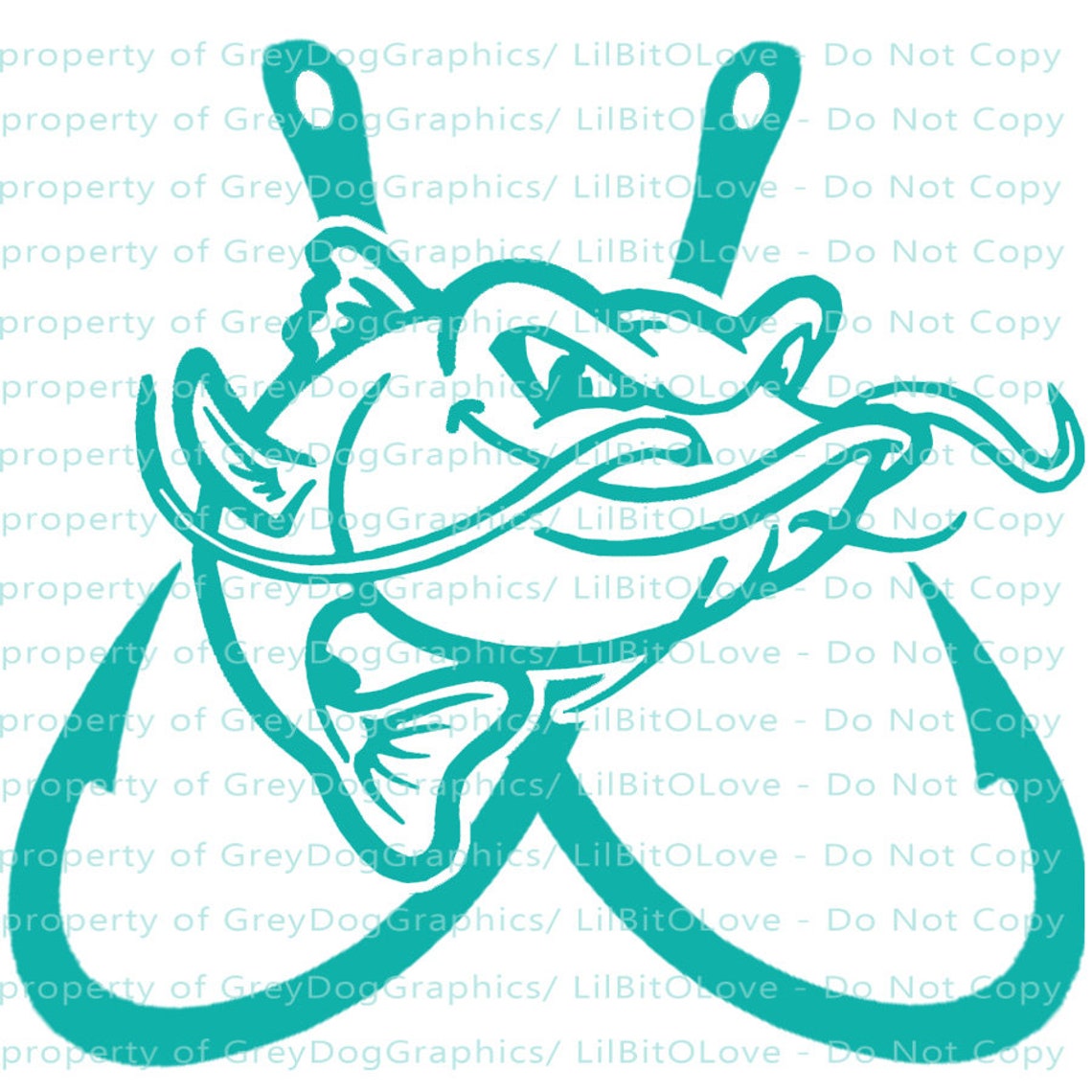 Mean Angry Catfish Fish Over Crossed Fish Hooks Vinyl Decal - Etsy