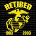 Retired USMC Marine Vinyl Decal Sticker With EGA & Service Years Custom ...
