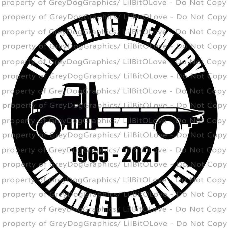In Memory Flat Bed Tow Truck Vinyl Decal Sticker - Personalize With ...