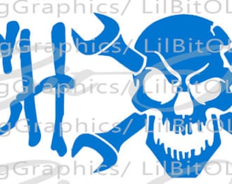 Mechanic Skull Decal - Etsy