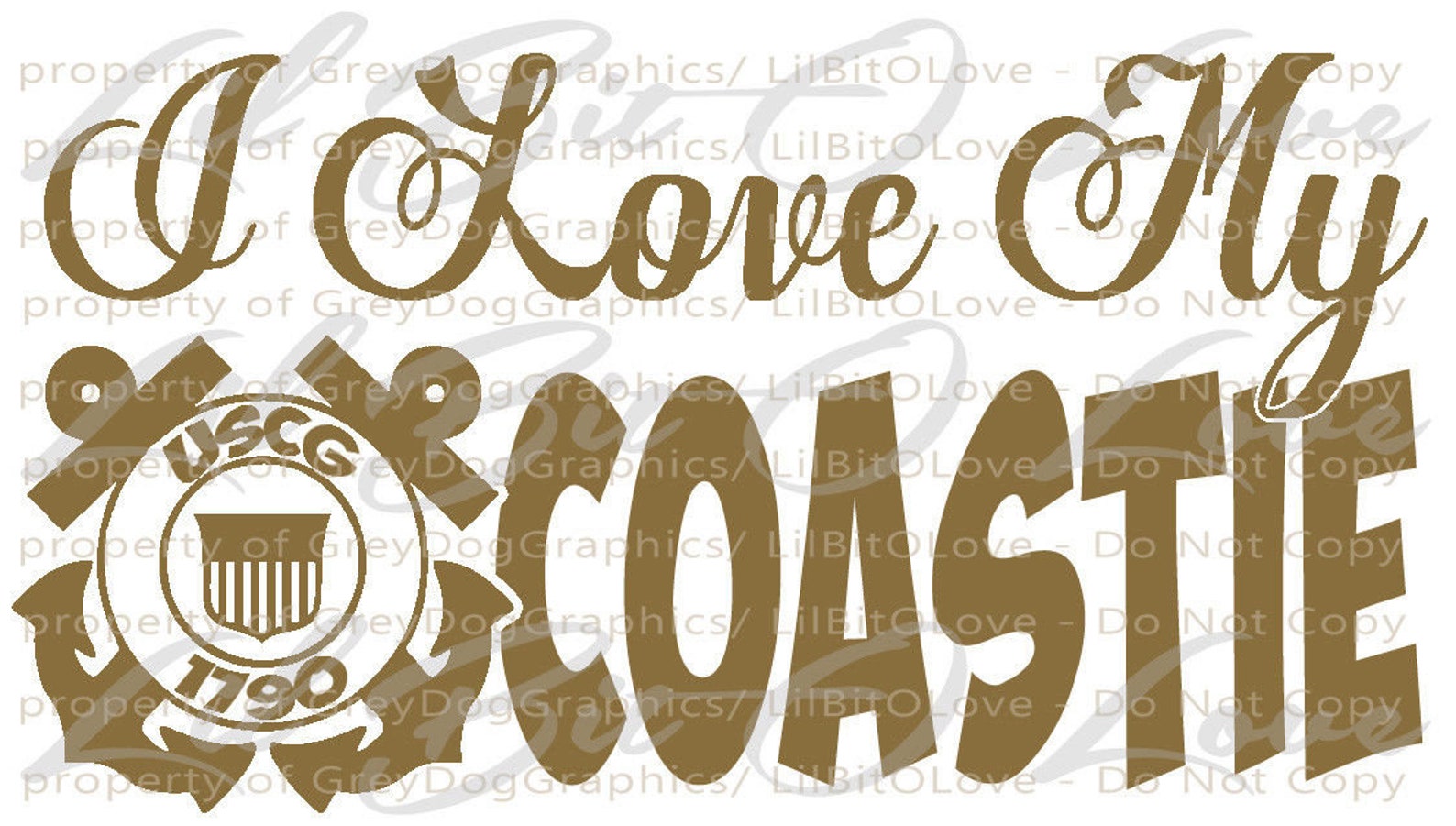I Love My Coastie Vinyl Decal With Coast Guard Anchors Mom Girlfriend ...
