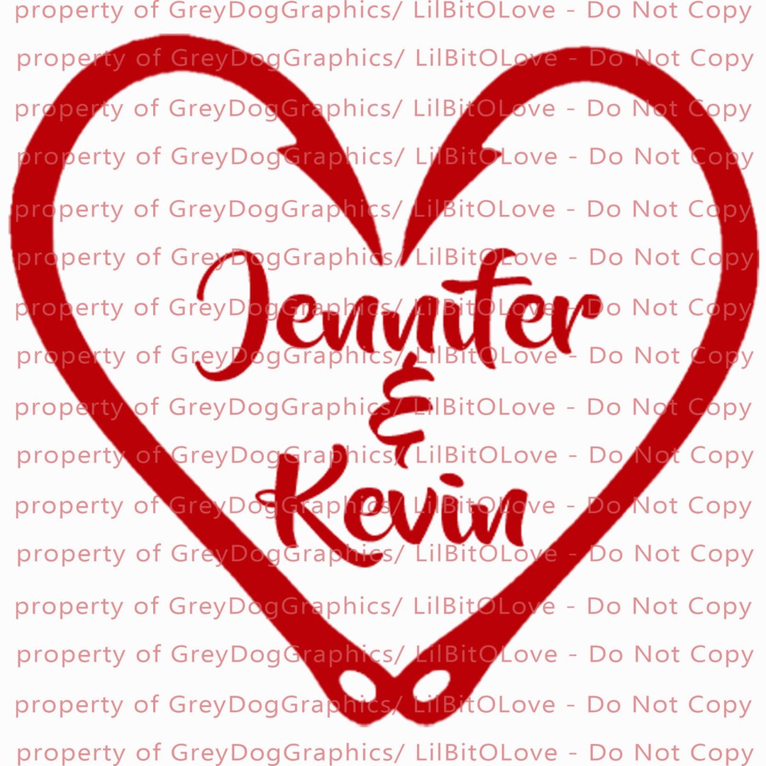 Custom Personalized Fish Hook Heart Vinyl Decal Fishing Fish Sticker ...