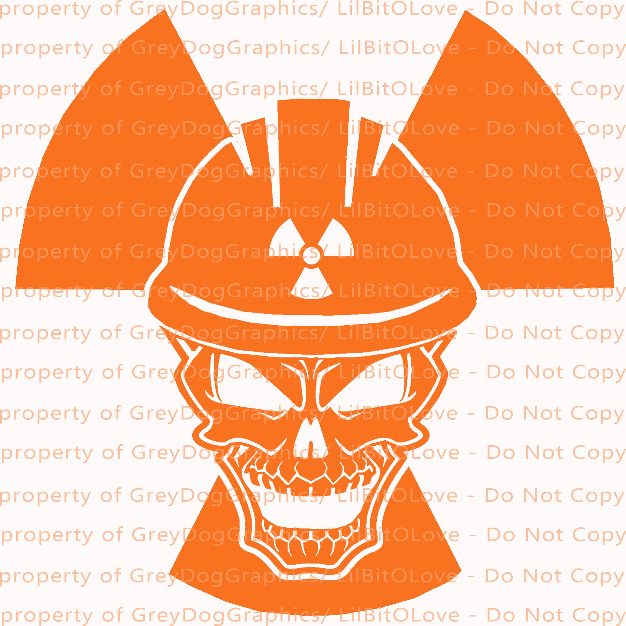 Nuke Skull Nuclear Vinyl Decal Radiation Symbol Behind and on Hardhat ...