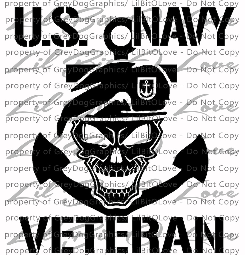 Navy Skull Veteran Vinyl Decal Sticker United States Navy Military Vet ...