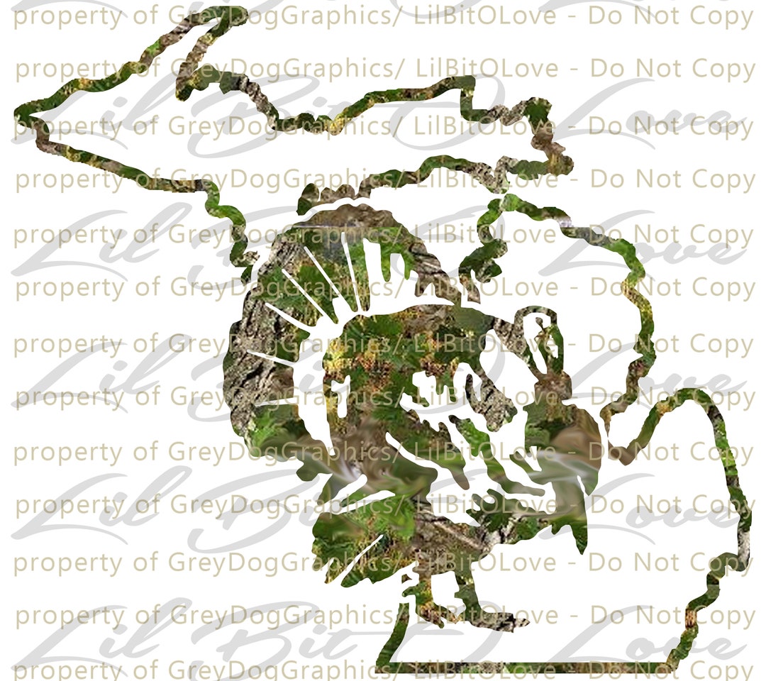 State of Michigan MI Outline With Turkey Silhouette in the Center ...