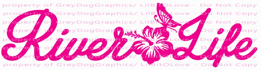 River Life Vinyl Decal With Hibiscus & Butterfly Sticker Fishing ...