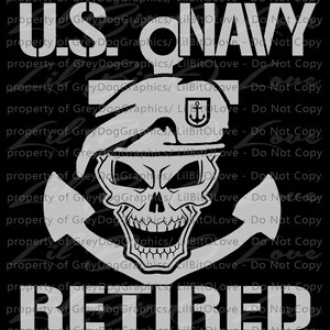 Navy Skull Retired Vinyl Decal Sticker United States Navy Military ...