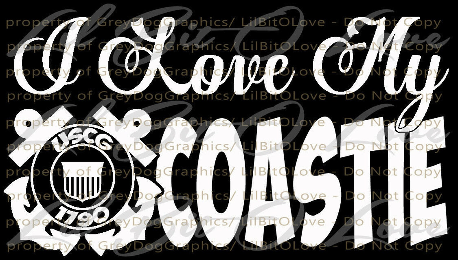 I Love My Coastie Vinyl Decal With Coast Guard Anchors Mom Girlfriend ...