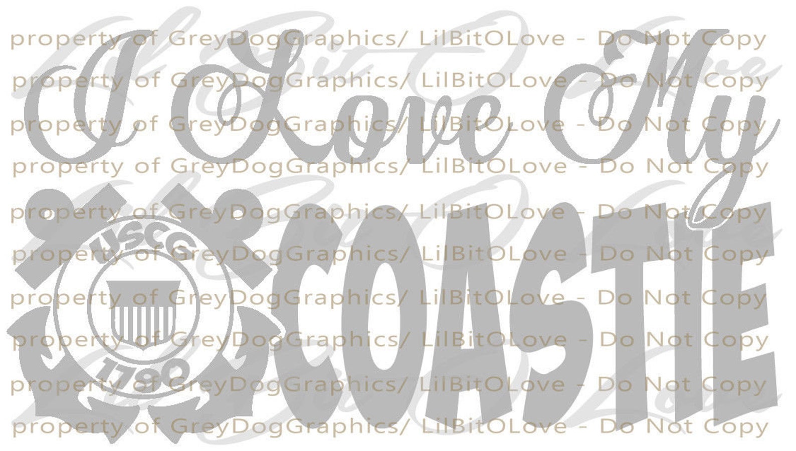 I Love My Coastie Vinyl Decal With Coast Guard Anchors Mom Girlfriend ...