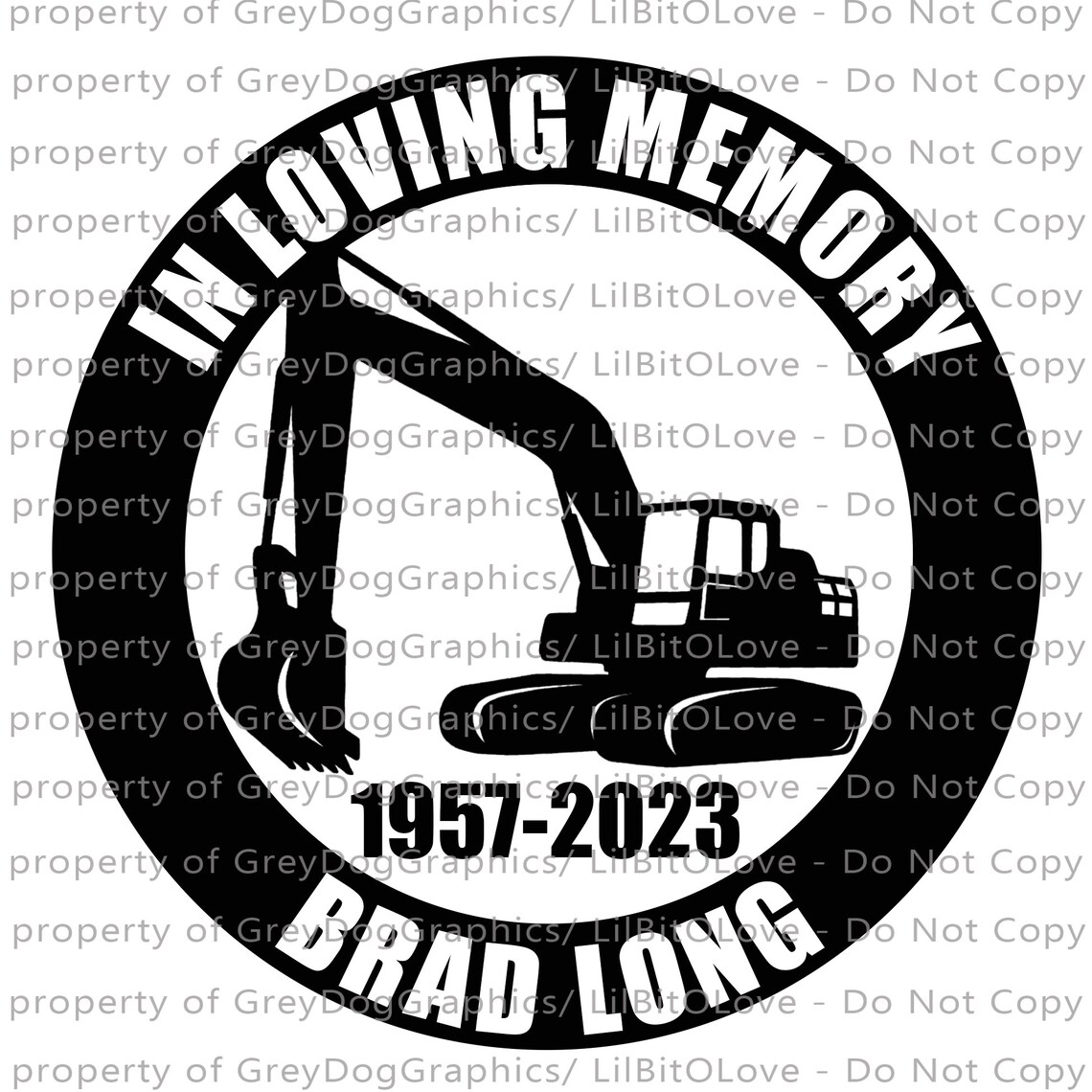 In Memory Excavator Vinyl Decal Excavating Excavation Sticker ...