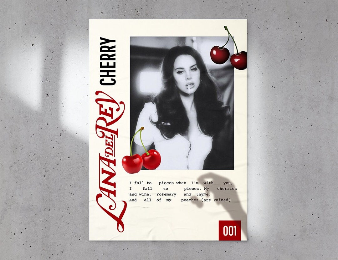 Lana Del Rey Cherry Poster PHYSICAL PRINT Vintage Newspaper Style Lust for Life Album Unique Art ...