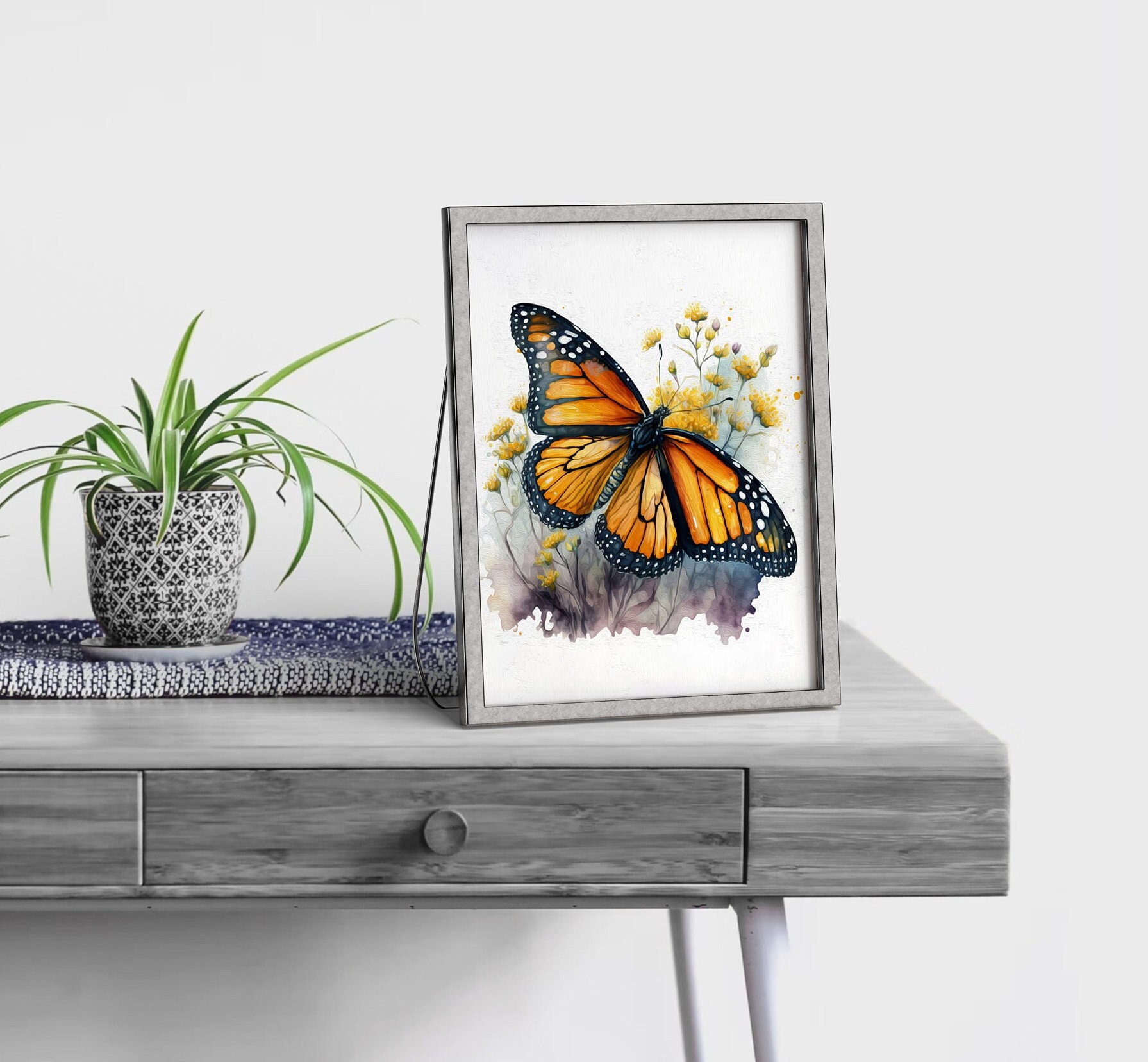 Monarch Butterfly Watercolor Oil Painting Art Print, Nursery Wall Decor ...