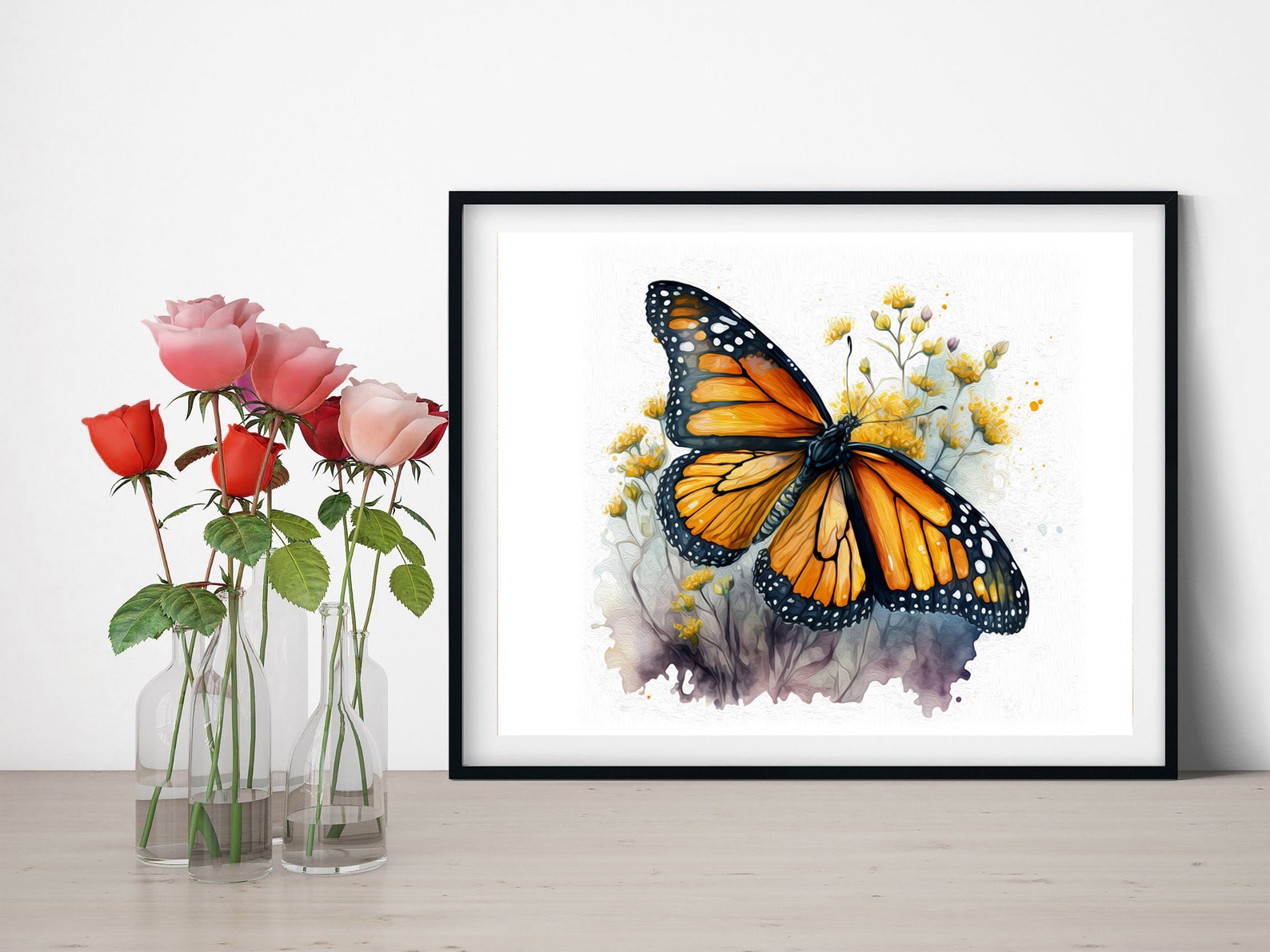 Monarch Butterfly Watercolor Oil Painting Art Print, Nursery Wall Decor ...
