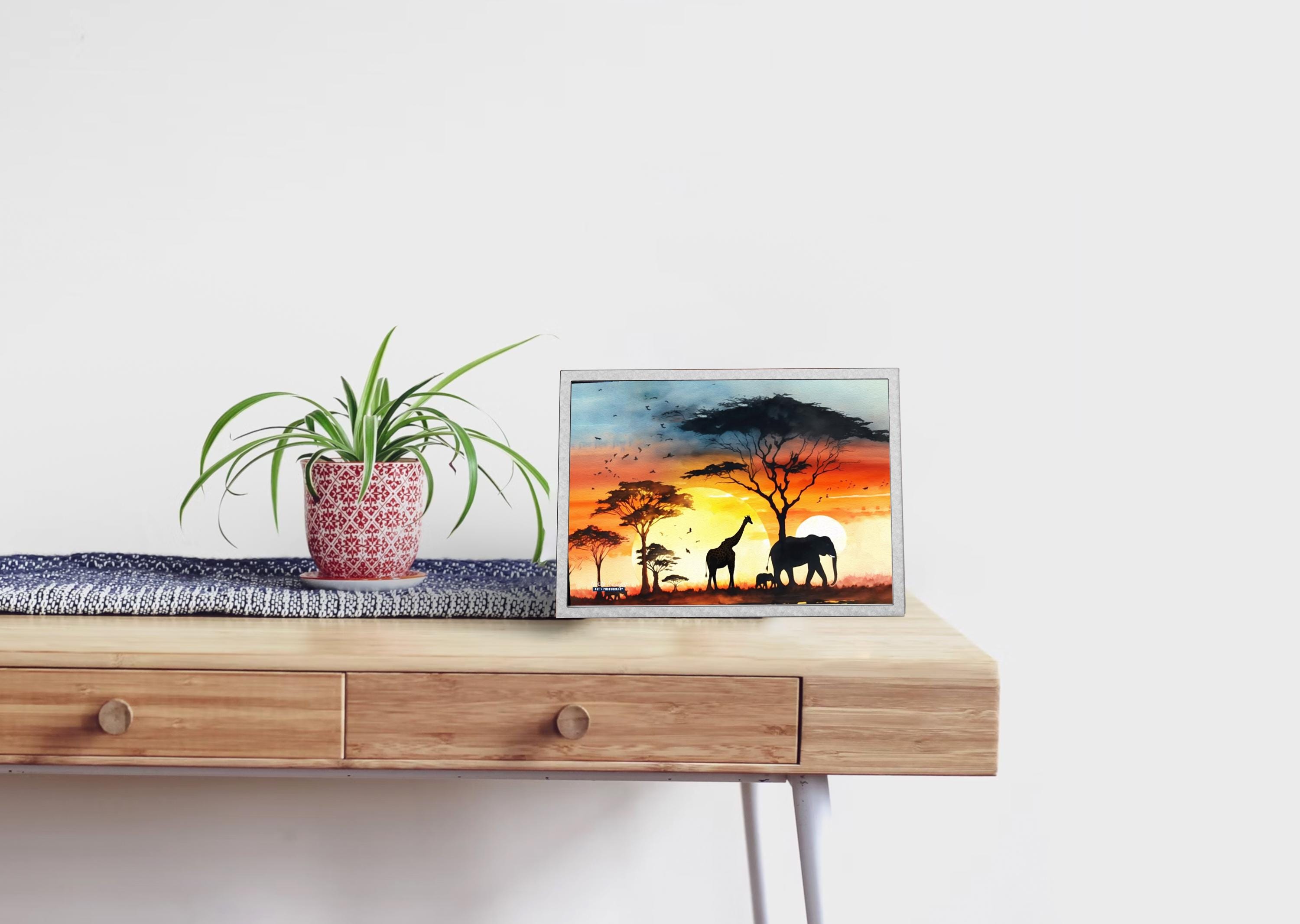 African Safari Watercolor Oil Painting Print - Safari Oil Painting ...