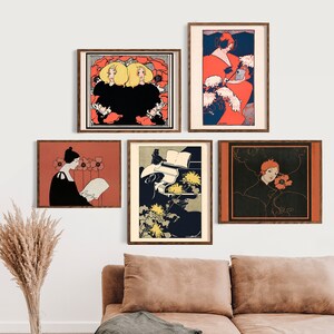 Art Nouveau Gallery Wall, Ethel Reed Graphic Prints From 1895, Full ...