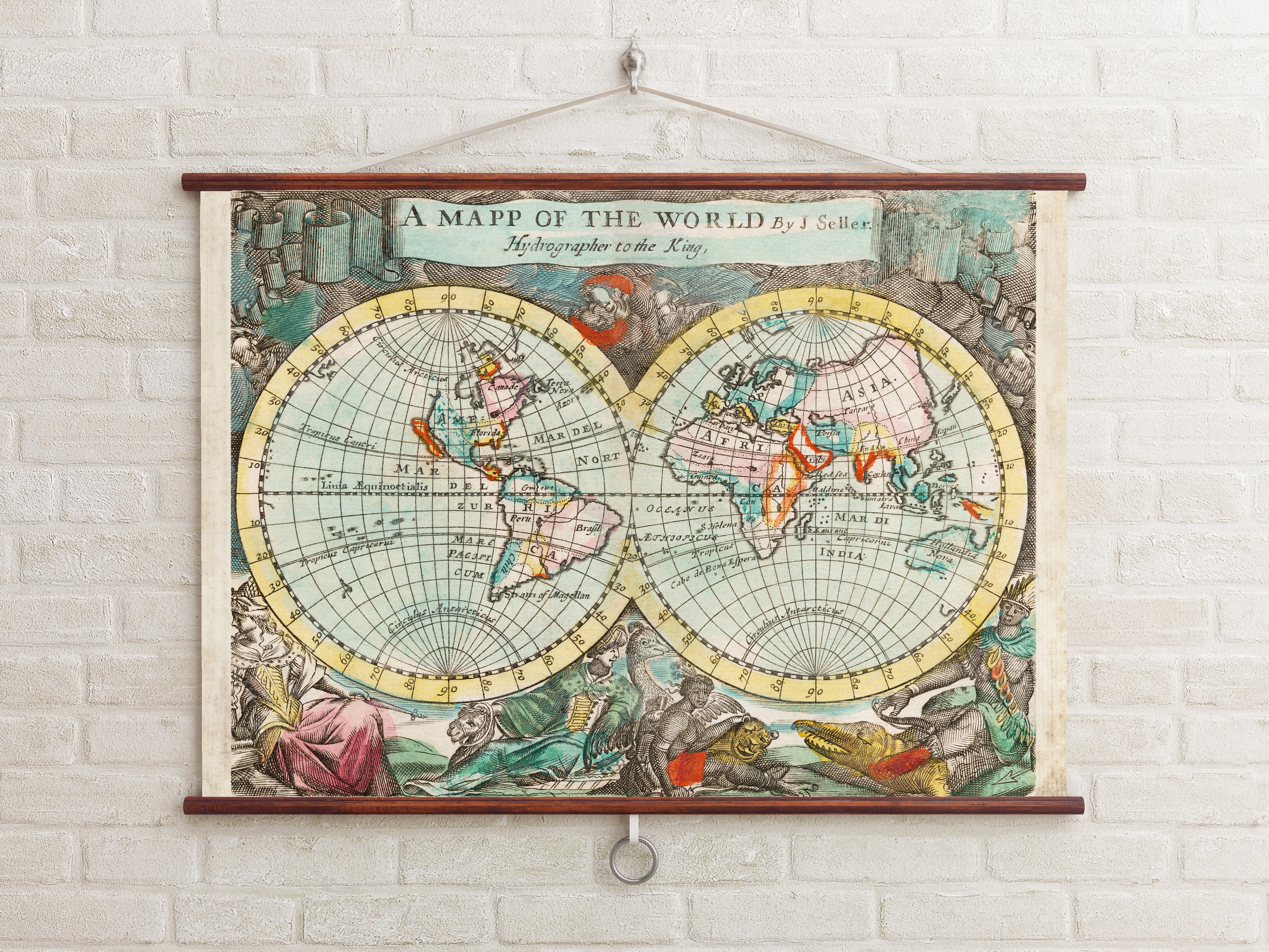 Vintage World Map From 1682 17th Century Giclee Print | Etsy